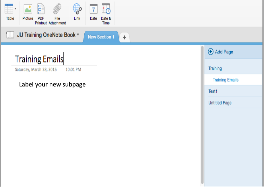 How to Create Subpages In OneNote 2013 - JU - Office of Information ...