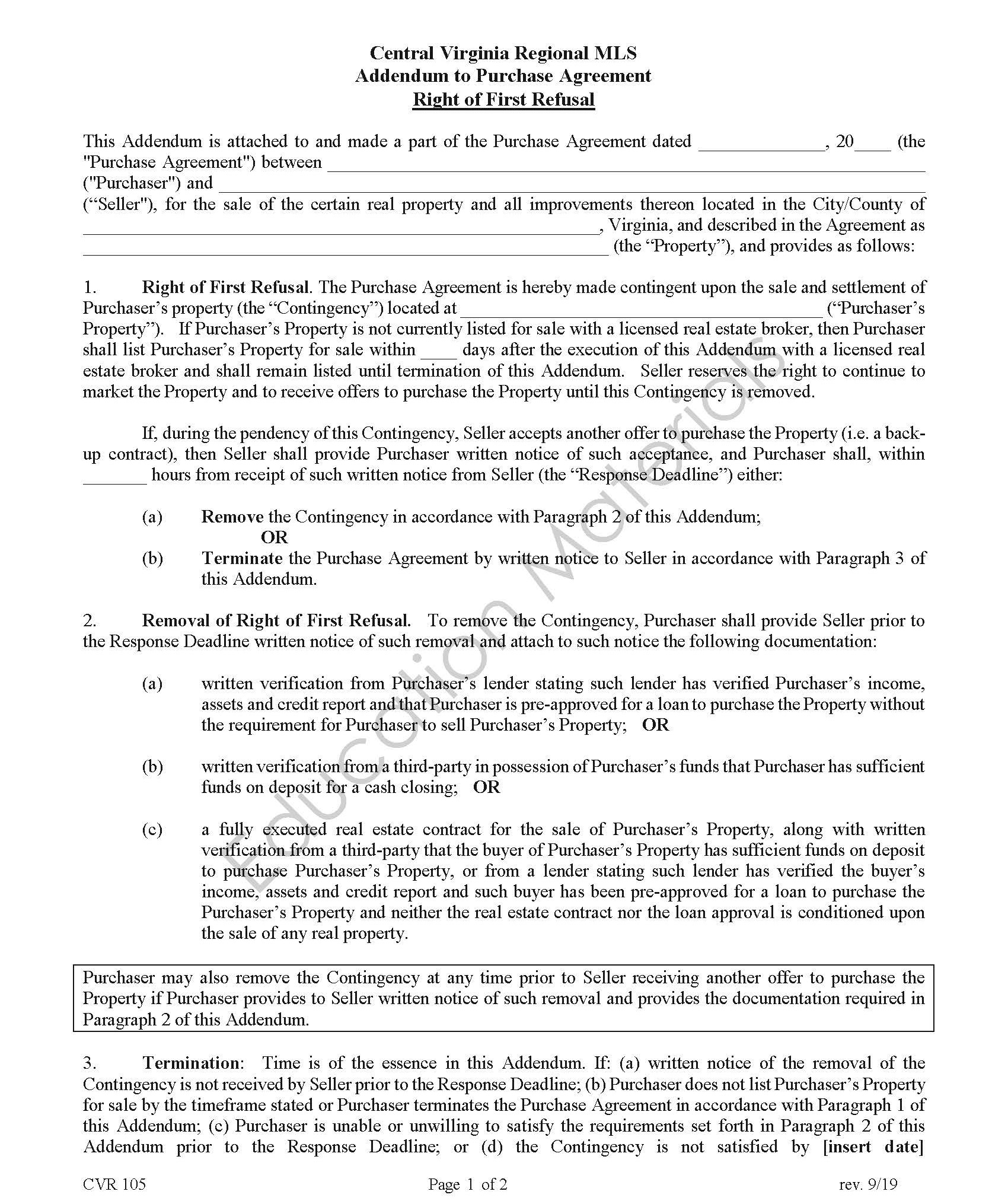 2019 New and Revised CVR MLS Forms Reference Guide - CVR MLS Support